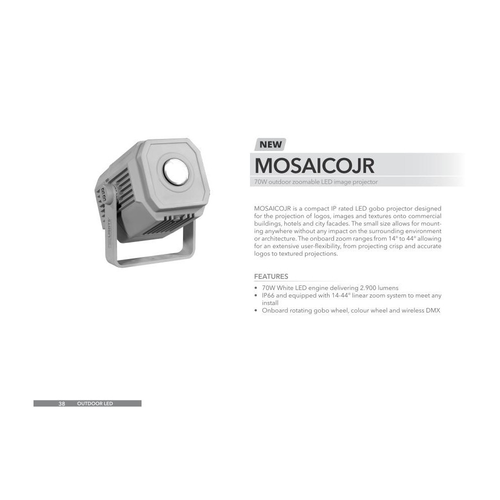 PROLIGHTS - MOSAICOJR - 70W IP66 zoomable LED projector with gobo and ...